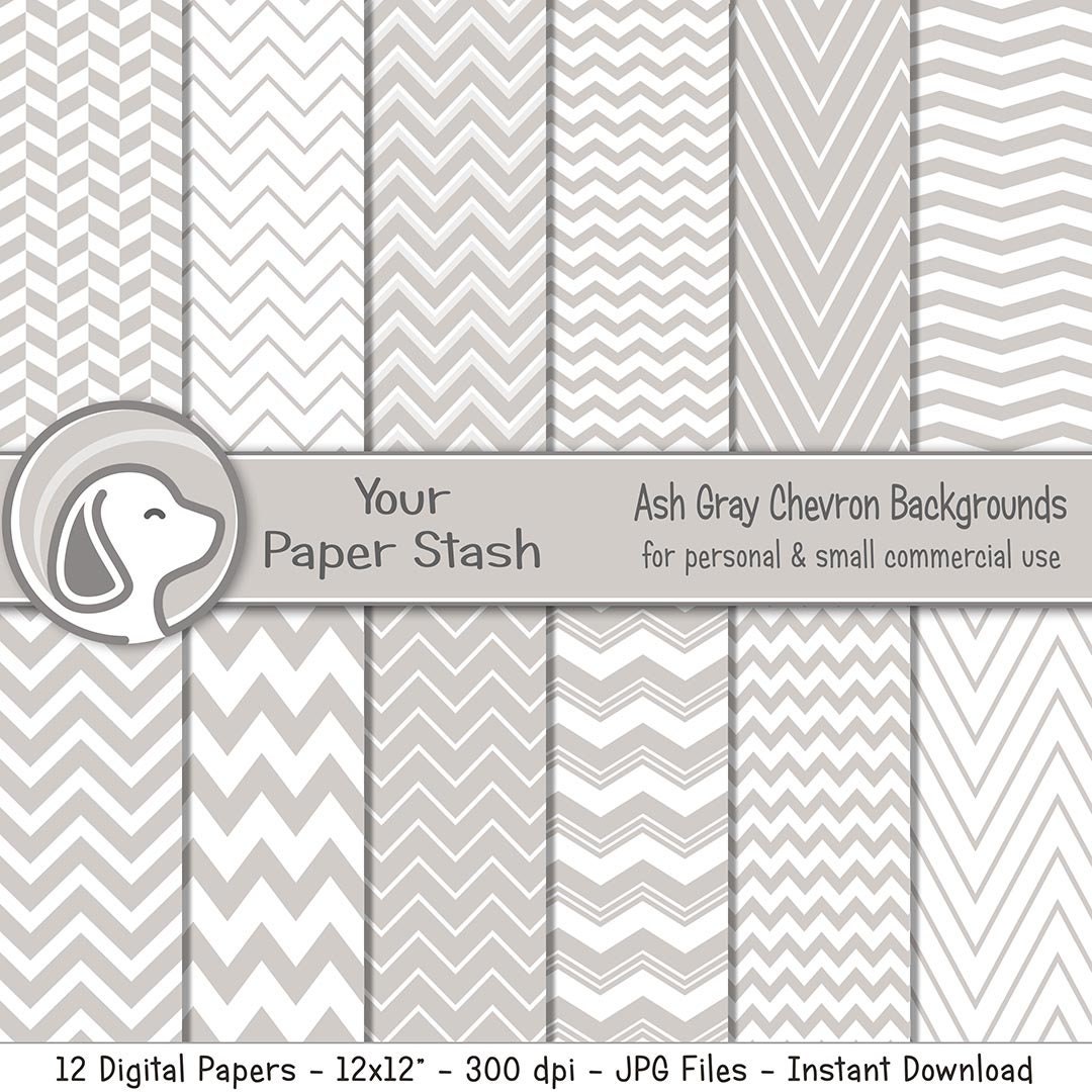 Ash Gray Chevron Digital Paper Pack for Silver Anniversary | Etsy