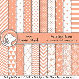 Peach Digital Paper Pack for Spring Summer & Wedding Scrapbook - Etsy