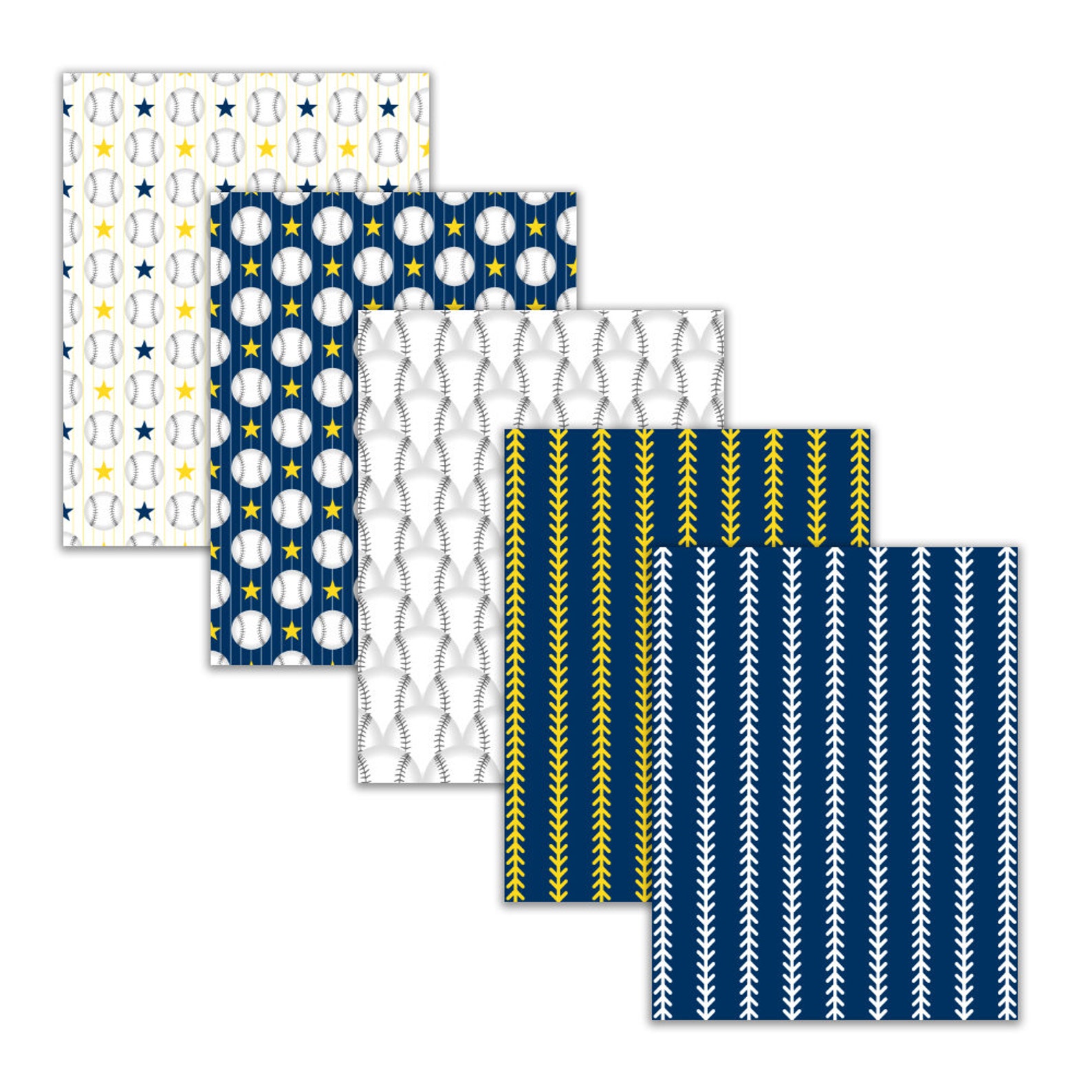Printable Baseball Digital Paper Pack, Blue & Yellow Baseball ...