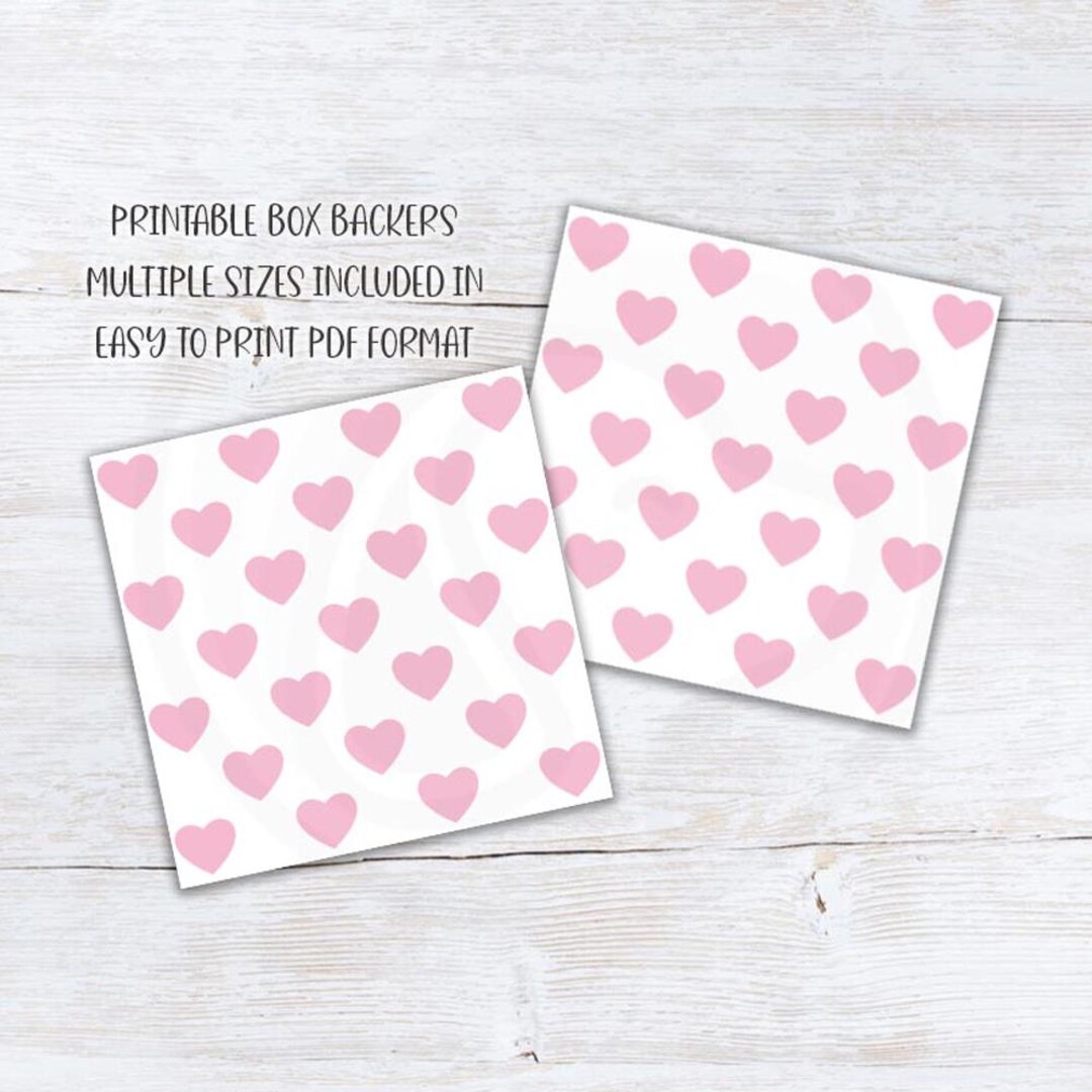 Printable Pink Heart Cookie Box Backers, Printable Valentine Wedding ...
