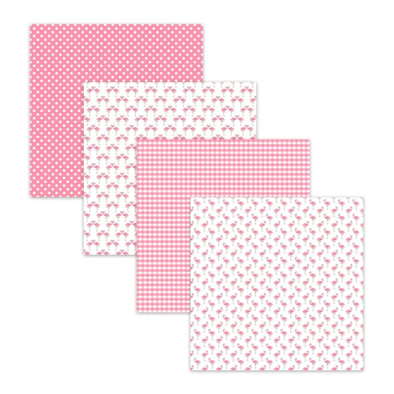 Pink Flamingo Digital Paper for Vacation Scrapbook Pages, Wide Stripe ...