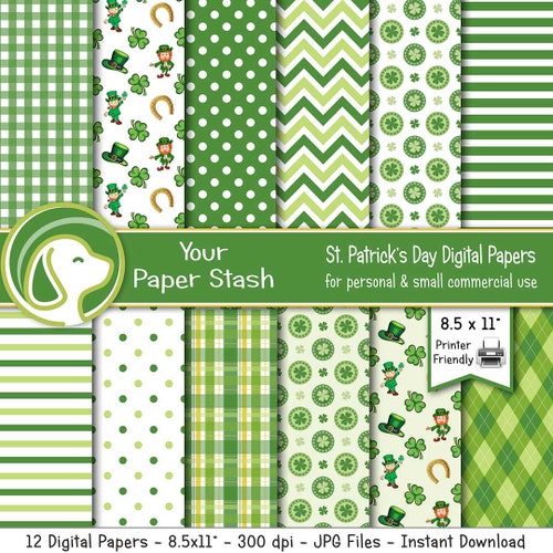 St. Patrick's Day Digital Paper Pack With Leprechauns - Etsy