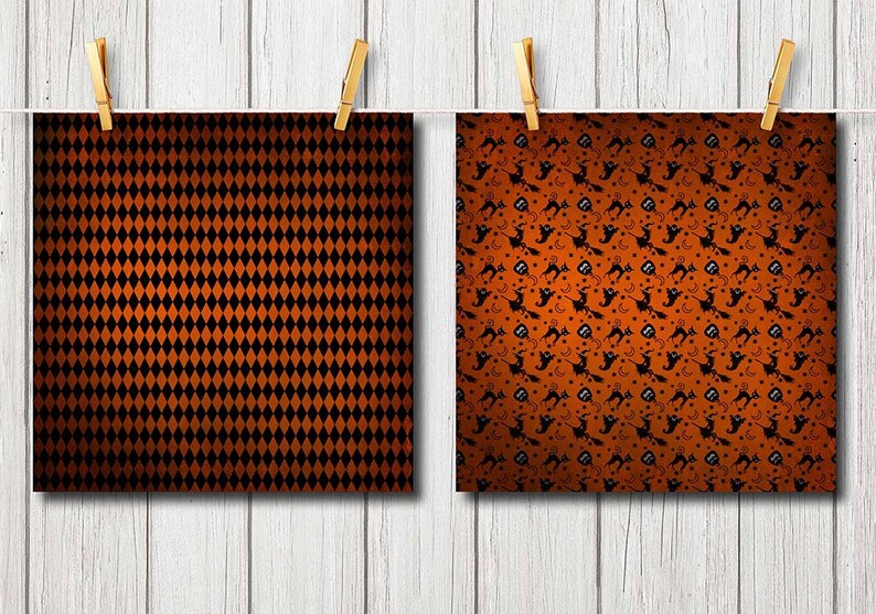 Spooky Halloween Digital Papers for Scrapbook Pages | Etsy