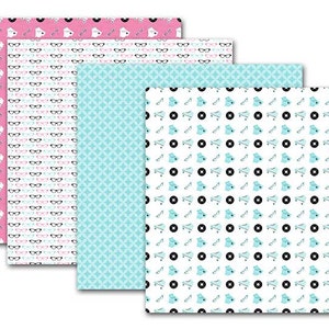 Retro 50s Sock Hop Digital Scrapbook Paper W/ Checkerboard Poodle ...
