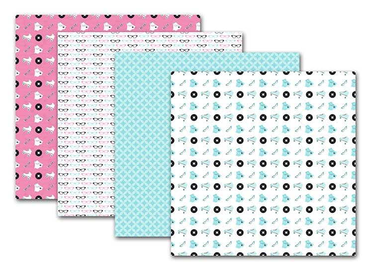 Retro 50s Sock Hop Digital Scrapbook Paper W/ Checkerboard Poodle ...