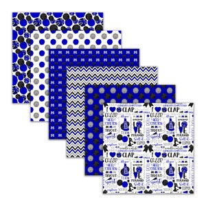 Seamless Cheerleader Digital Paper Pack, Royal Blue Black Cheerleading ...