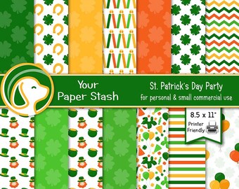 St. Patrick's Day Digital Scrapbook Papers St. | Etsy