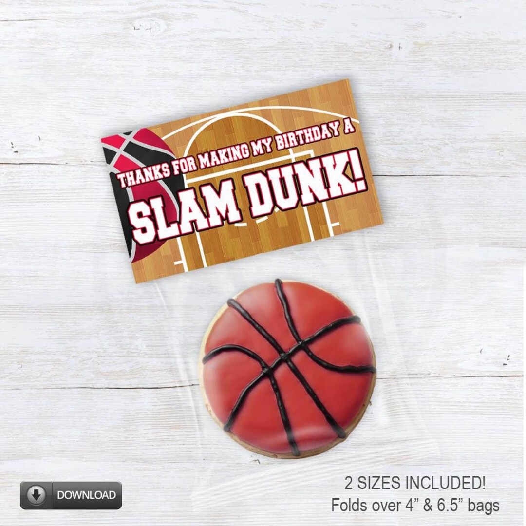 Printable Slam Dunk Basketball Birthday Bag Toppers for Boy or Girl ...