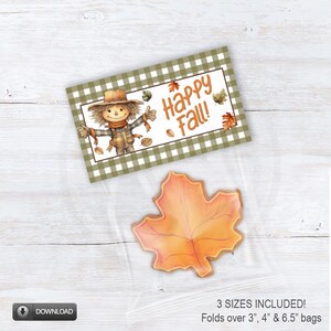 Printable Happy Fall Scarecrow Bag Toppers, Thanksgiving and Autumn ...