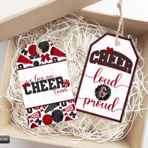 Printable Cheer Team Gift Tags, Red Black Cheerleading Team Squad Gift ...