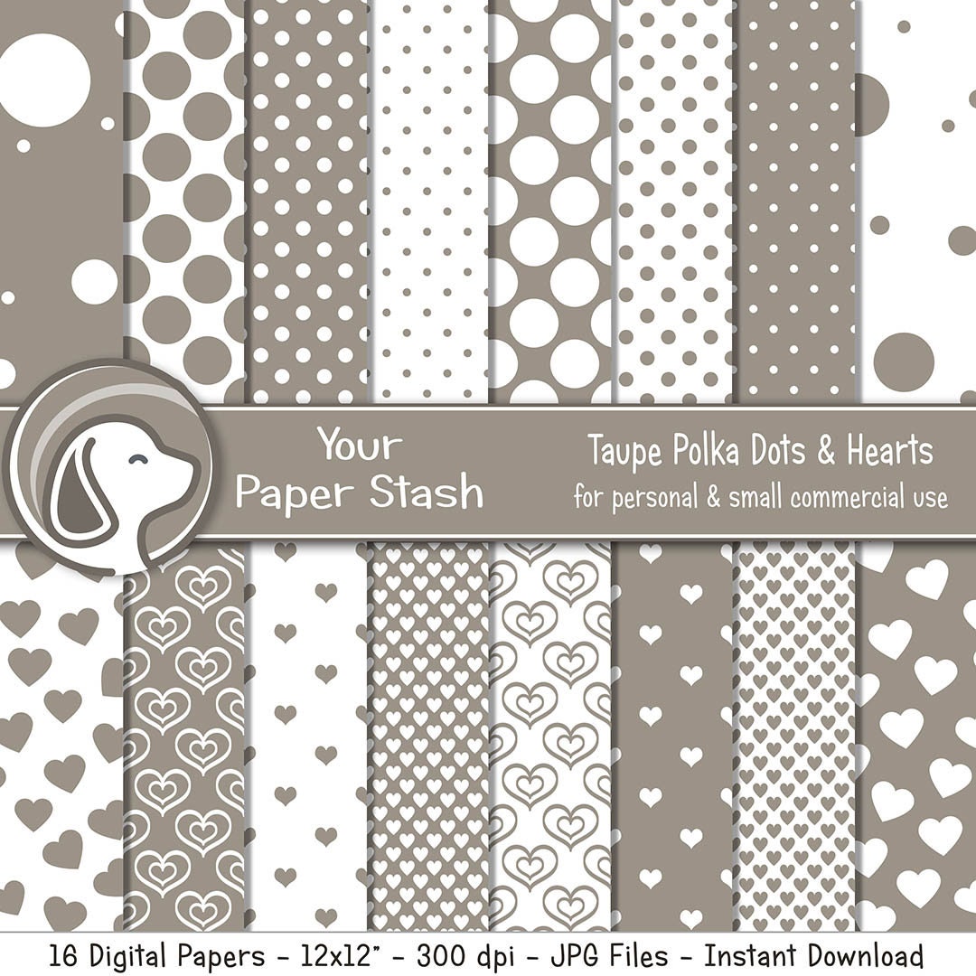 Polka Dot Digital Paper Taupe Scrapbook Paper Neutral Background ...