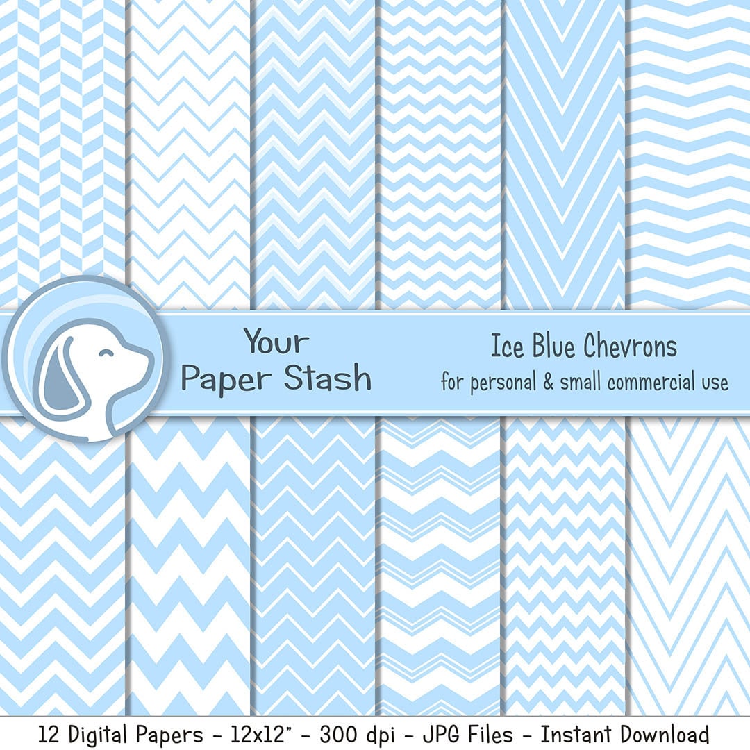 Light Blue Chevron Digital Scrapbook Papers for Baby Scrapbook Pages ...