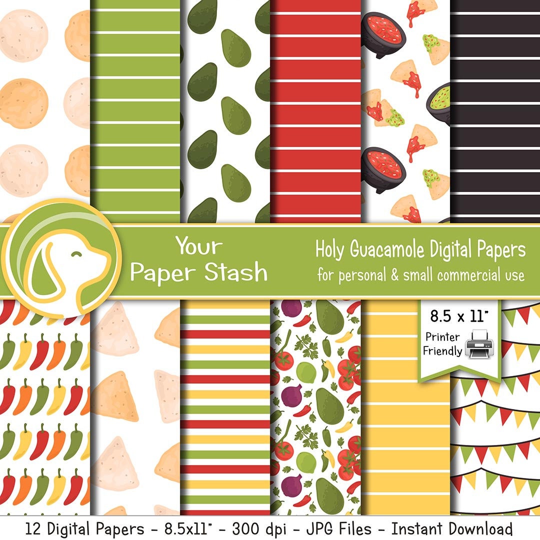 8.5x11" Fiesta Digital Paper Pack for Mexican Themed Scrapbook Pages ...