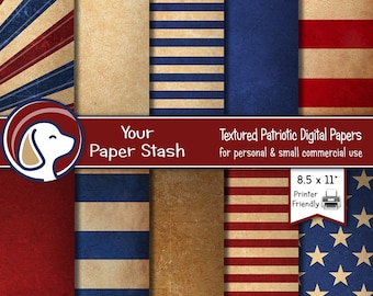 8.5x11 Vintage Patriotic Digital Scrapbook Paper | Etsy