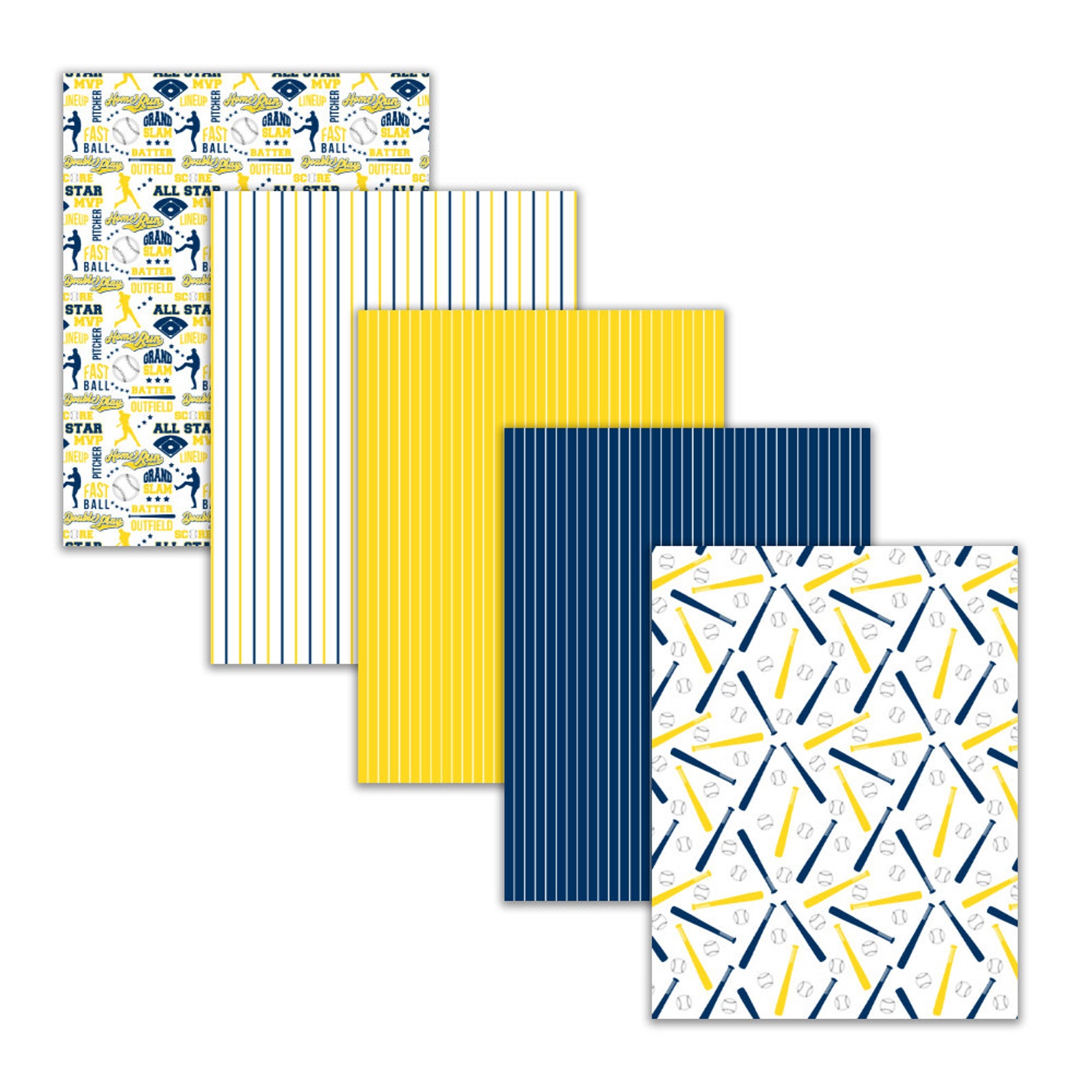 Printable Baseball Digital Paper Pack, Blue & Yellow Baseball ...