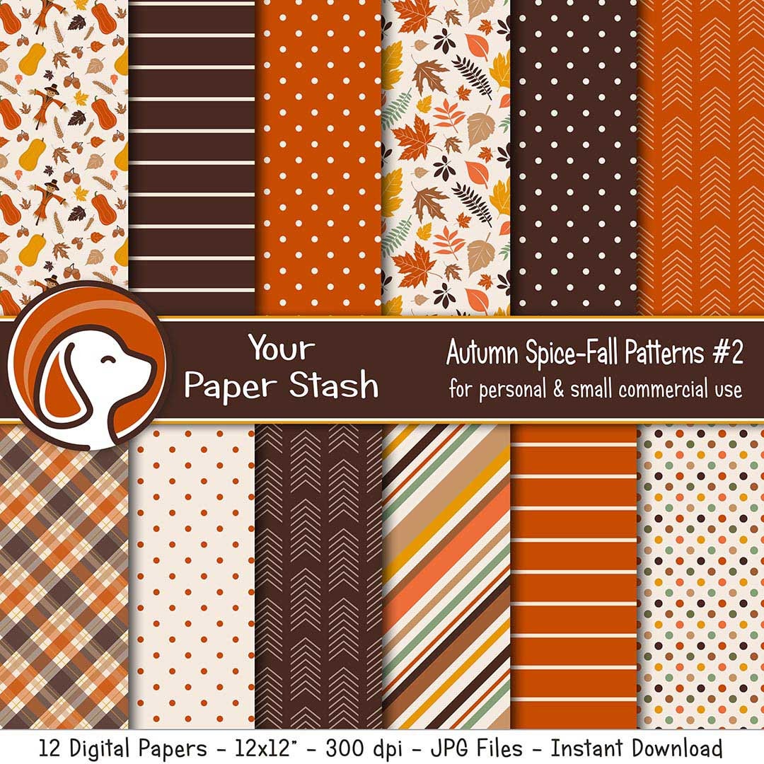 Warm Autumn Digital Papers, Fall Scrapbook Papers, Thanksgiving ...