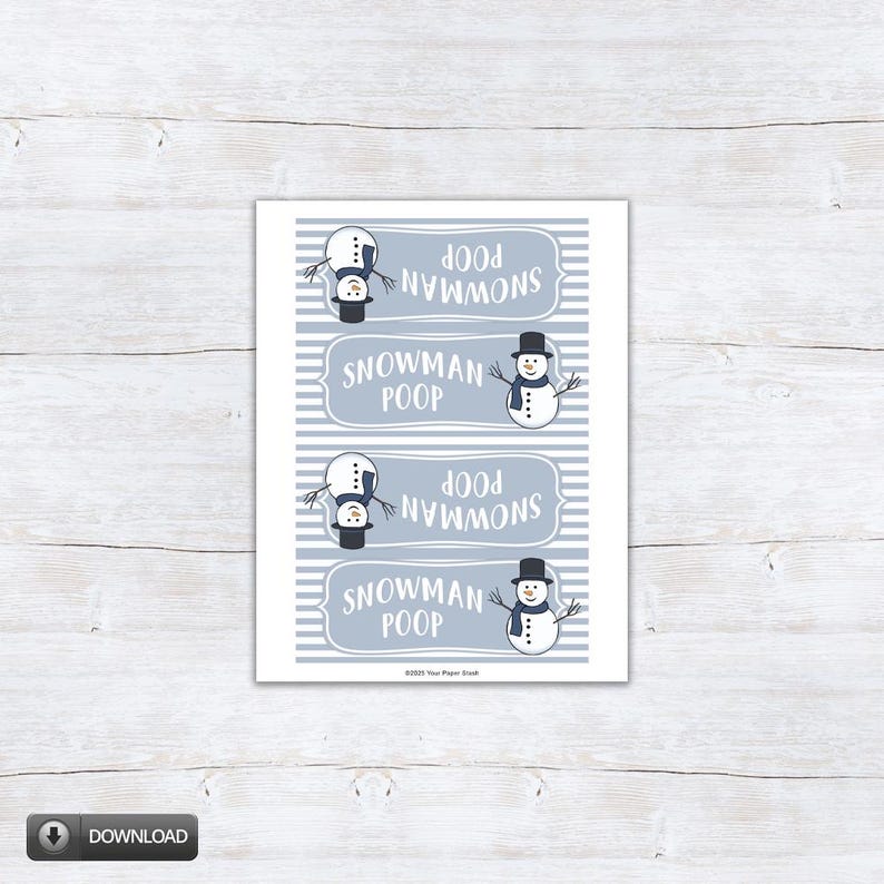 Snowman Poop Printable Treat Bag Toppers, Christmas Winter Snowman ...