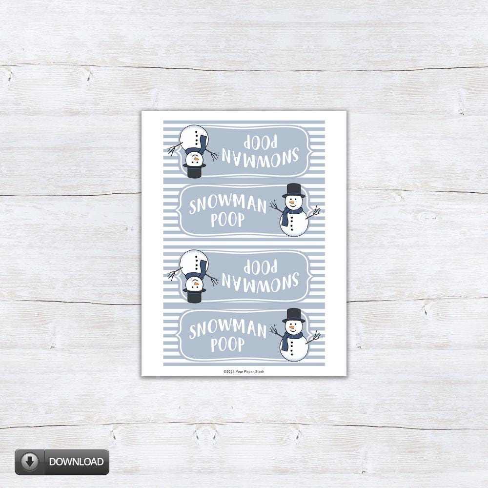 Snowman Poop Printable Treat Bag Toppers, Christmas Winter Snowman ...
