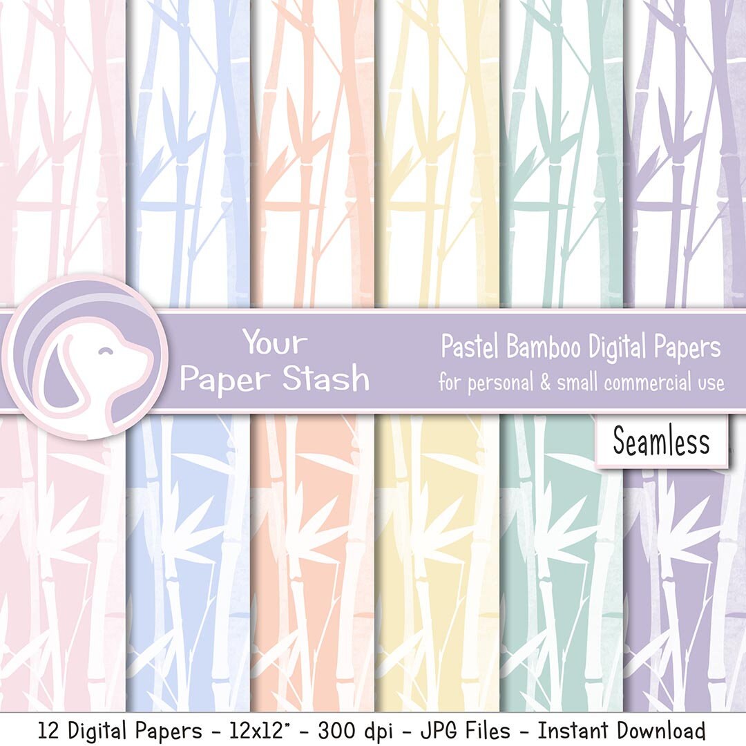 Pastel Bamboo Digital Scrapbook Papers, Tropical Vacation Digital Paper ...