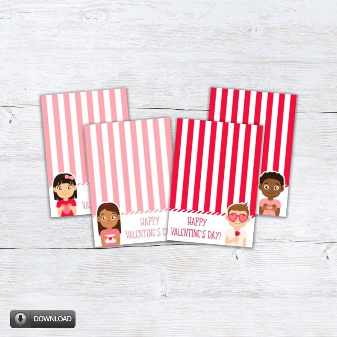 Printable Kids Valentine's Day Mini Cookie Cards, Printable Valentine's ...