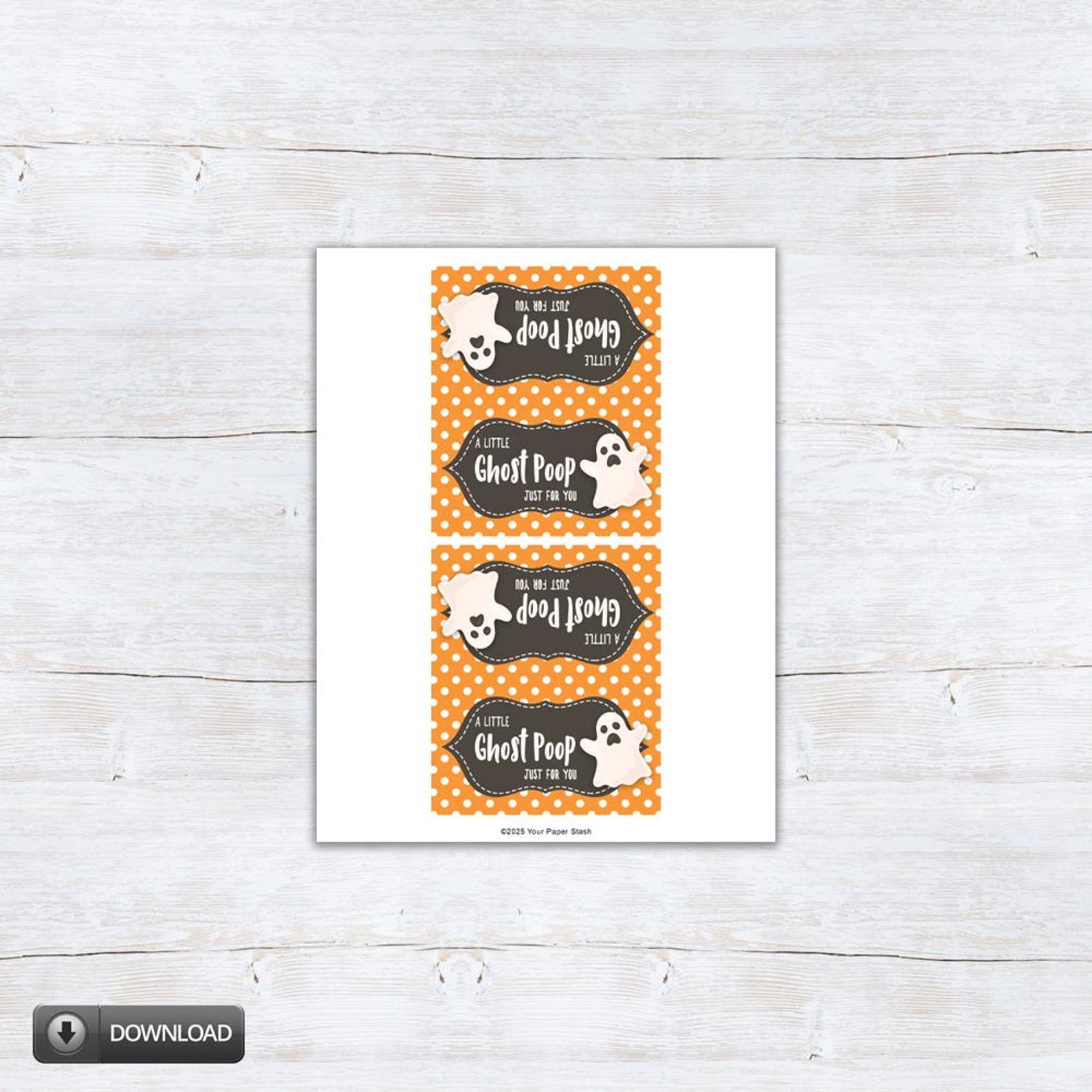 Halloween Ghost Poop Treat Bag Toppers, Halloween Candy Cookie Goody ...