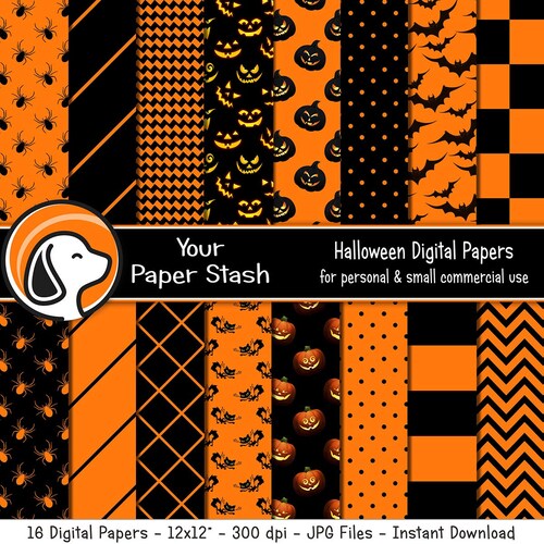 Orange & Black Halloween Digital Scrapbook Papers Orange - Etsy
