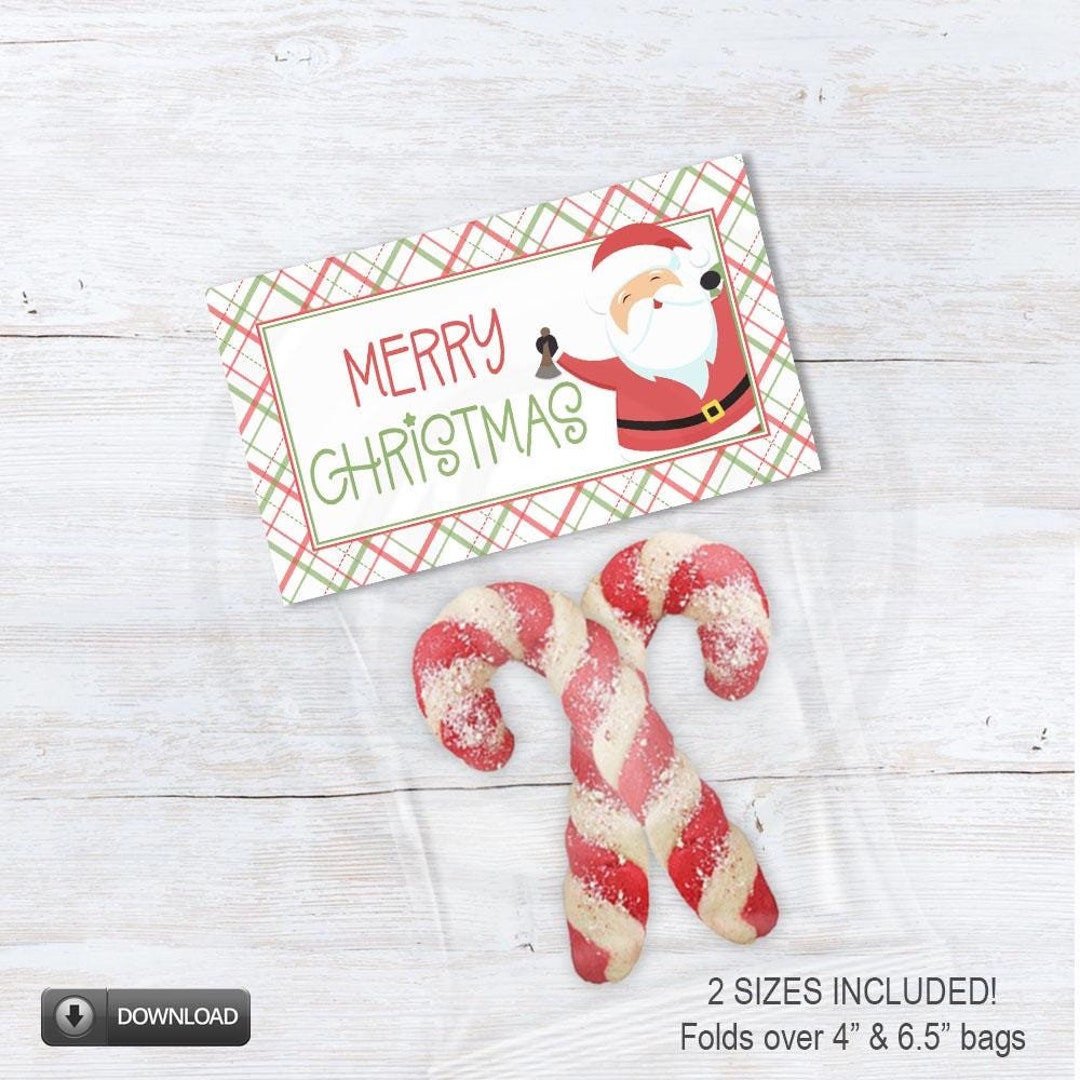 Printable Merry Christmas Santa Claus Treat Bag Toppers, Christmas ...