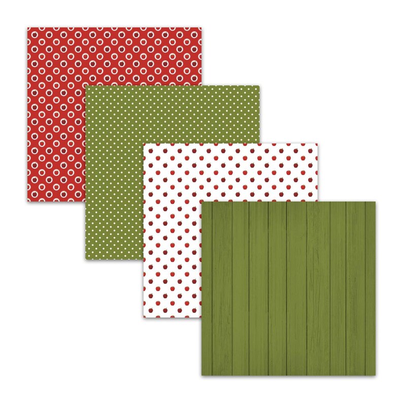 Apple Themed Digital Paper Pack With Wood Backgrounds, Fruity Digital ...