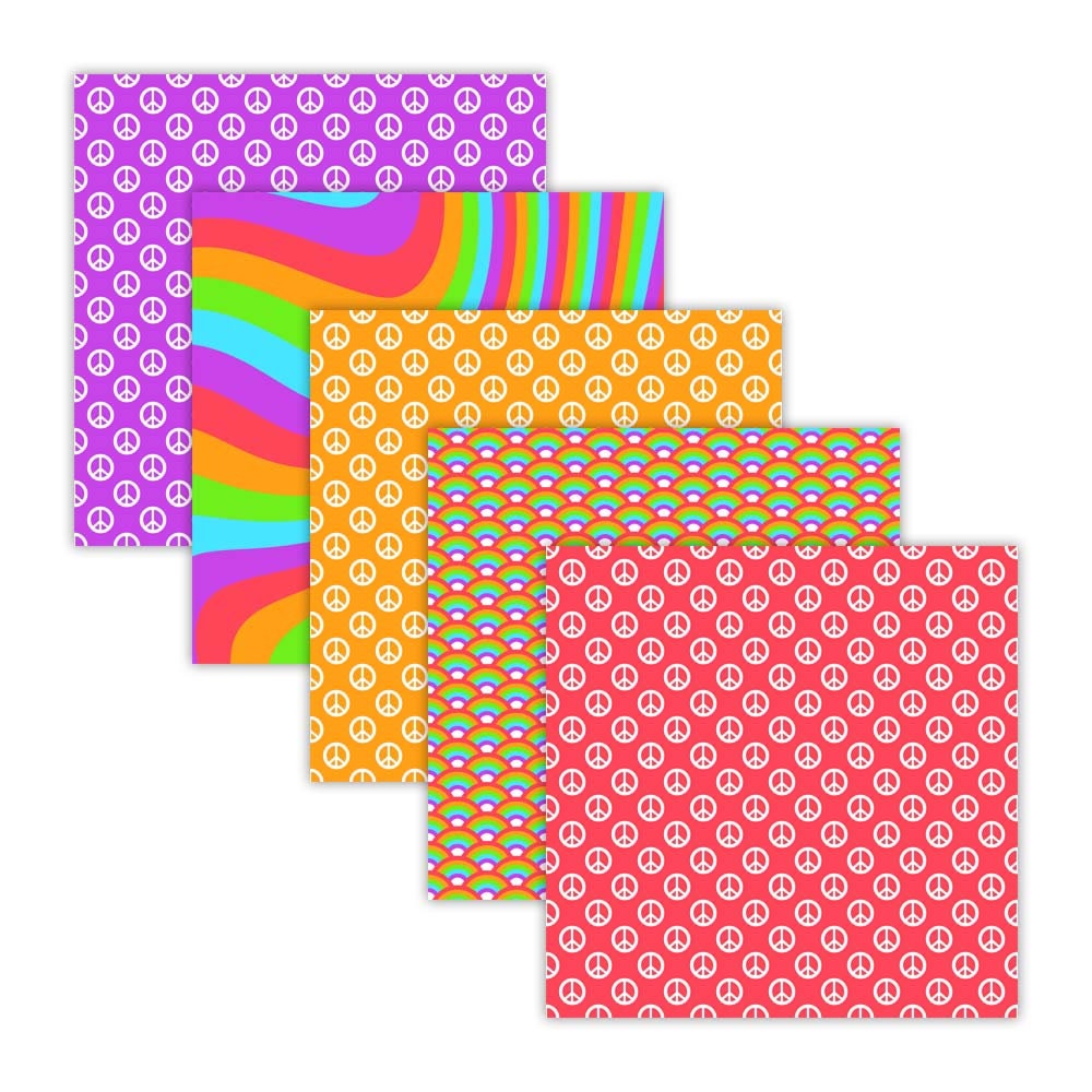 Groovy Flower Power 60s Themed Digital Scrapbook Papers and - Etsy