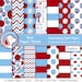 Cheerleading Digital Scrapbook Papers, Light Blue Red Cheerleader Cheer ...