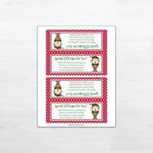 Elf Kisses Treat Bag Toppers, Christmas Elves Candy Bag Topper, Holiday ...