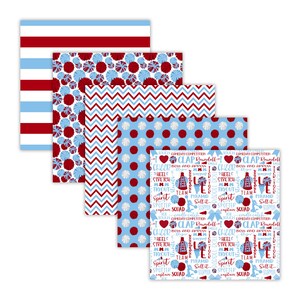Cheerleading Digital Scrapbook Papers, Light Blue Red Cheerleader Cheer ...