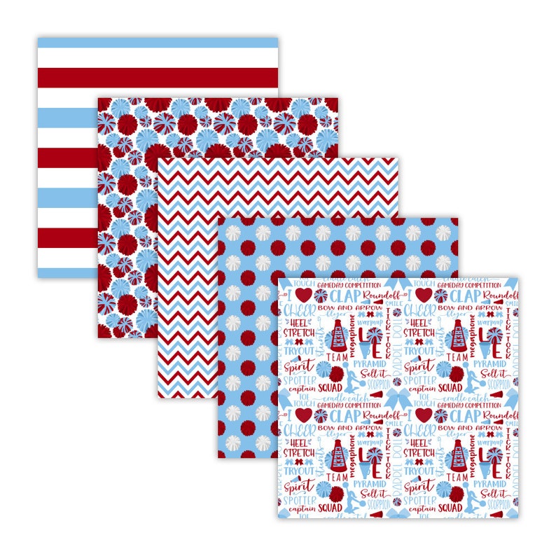 Cheerleading Digital Scrapbook Papers Light Blue Red - Etsy