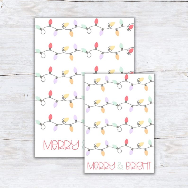 Pastel Christmas Lights Printable Merry and Bright Cookie Card Backers ...