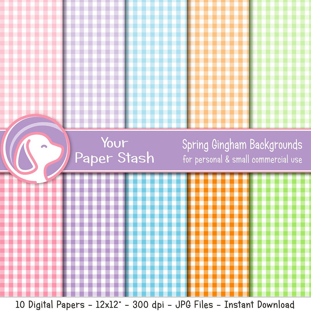 Pastel Gingham Digital Paper for Spring & Baby Shower Scrapbook Pages ...