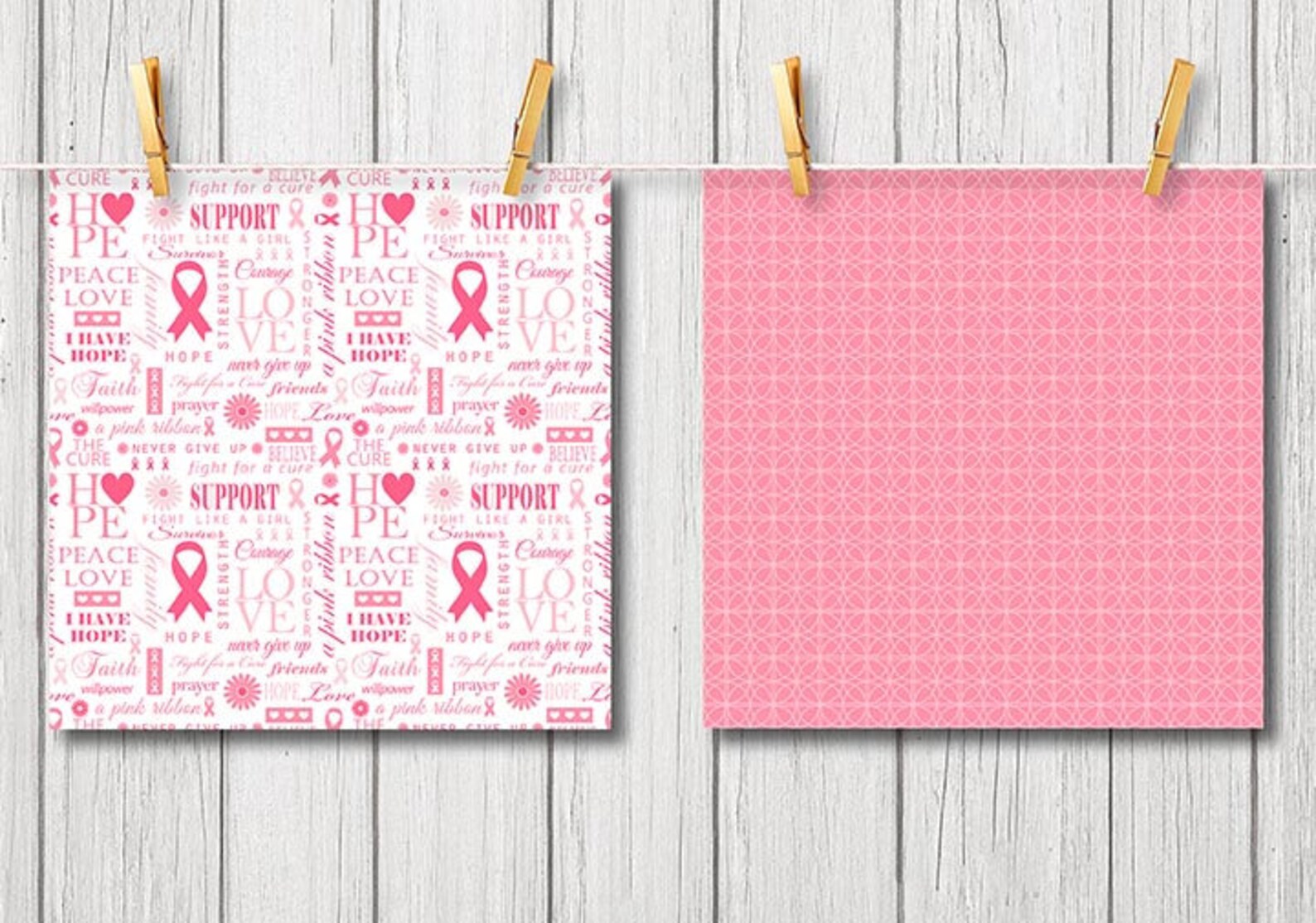 Pink Breast Cancer Awareness Digital Papers Backgrounds Hope | Etsy