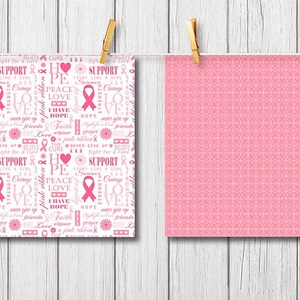Pink Breast Cancer Awareness Digital Papers Backgrounds, Hope Ribbons ...