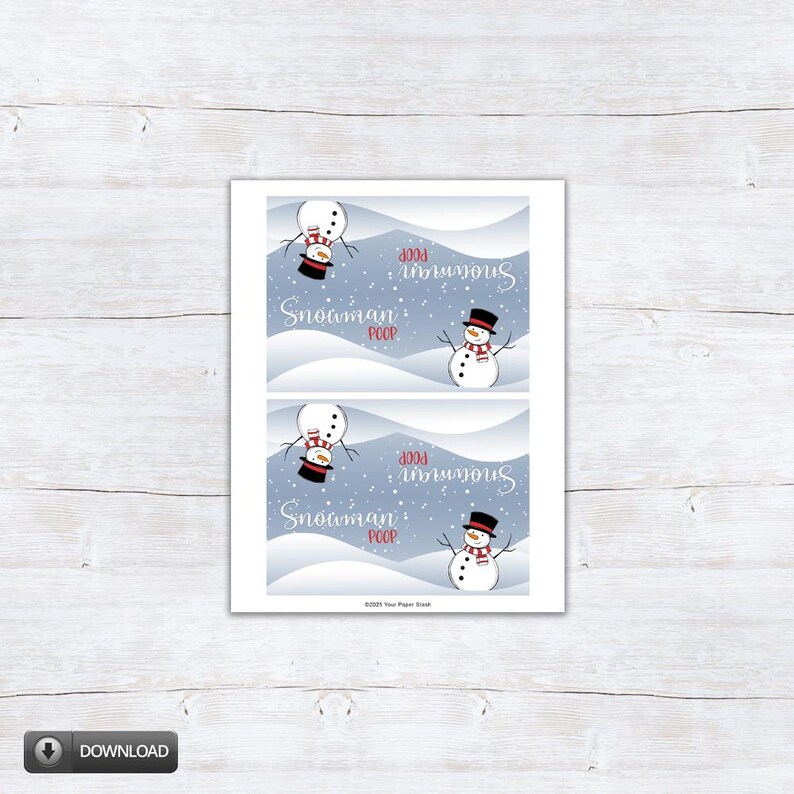 Snowman Poop Treat Bag Topper Printable, Funny Christmas Snack Bag Tag ...