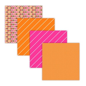Coffee and Donut Digital Scrapbook Paper, Pink Orange Coffee Donut Shop ...
