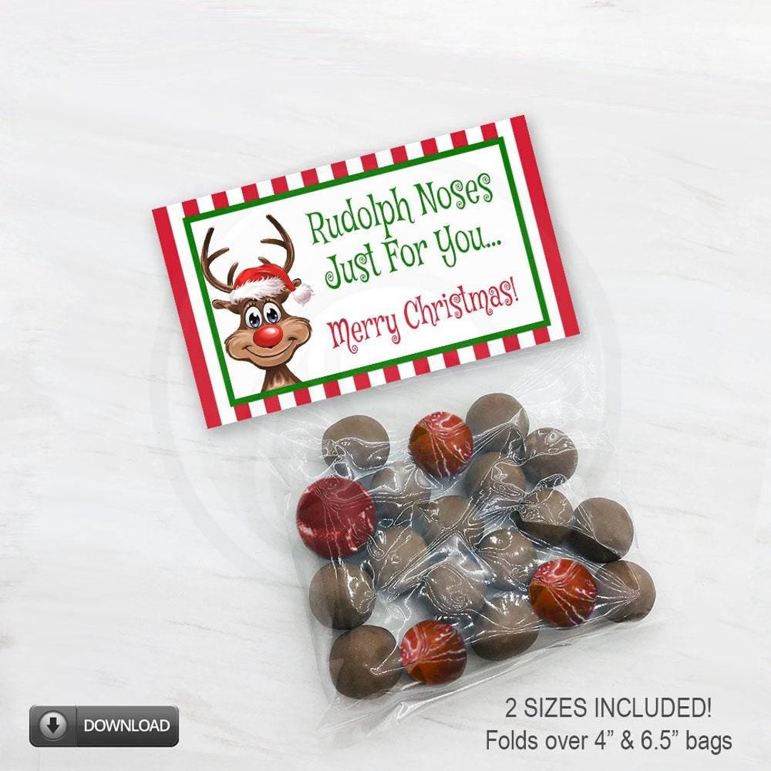 Reindeer Noses Bag Toppers for Christmas Party Favors, Holiday Treat ...