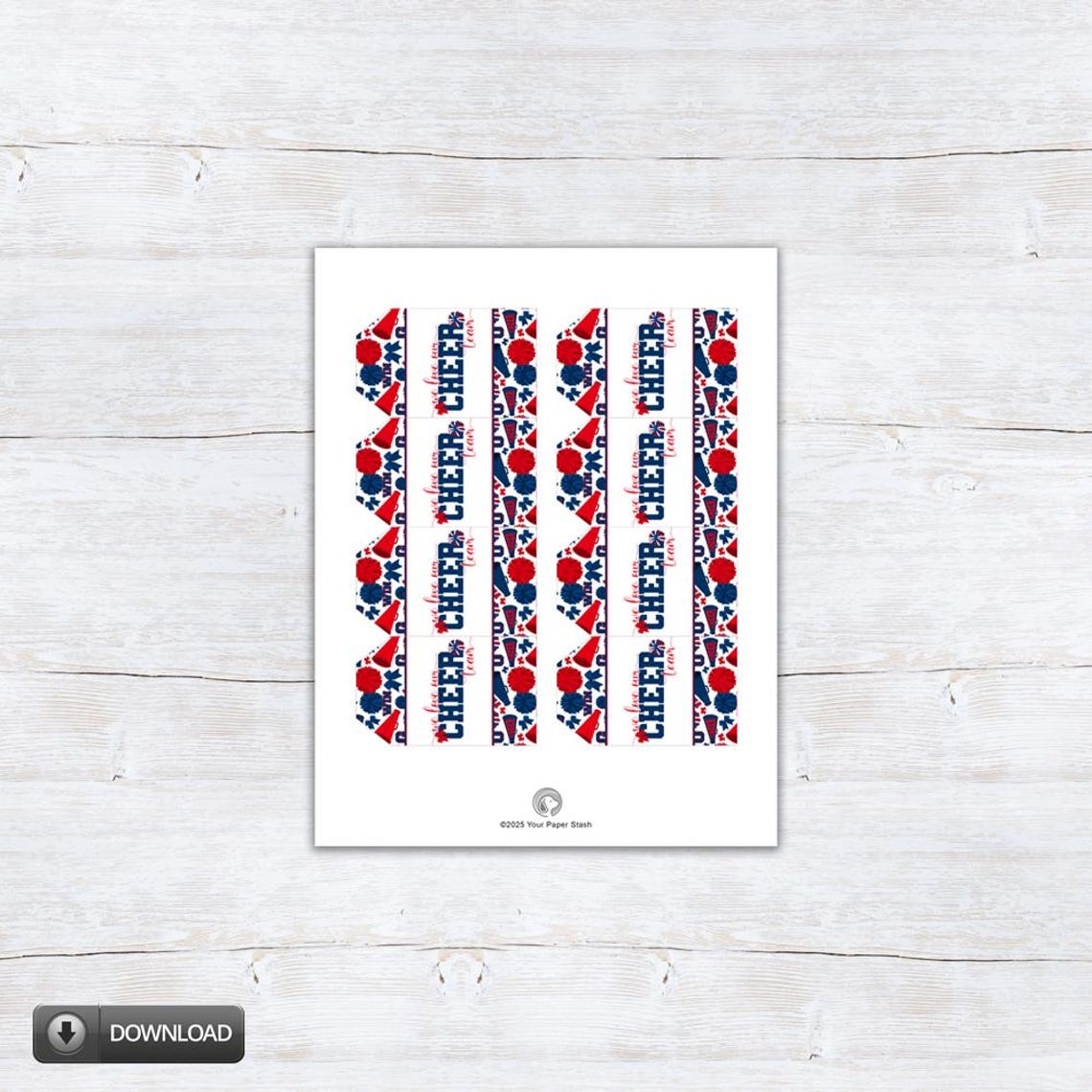 Red Blue Cheerleading Printable Gift Tags, Cheer Team Printable Tags ...