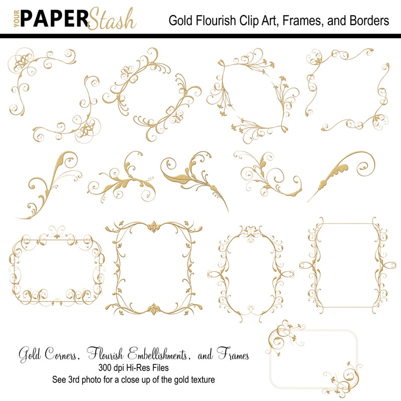 Gold Corners Flourishes - Etsy