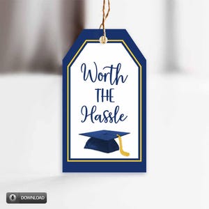 Blue Yellow Class of 2025 Printable Graduation Gift Tags, High School ...
