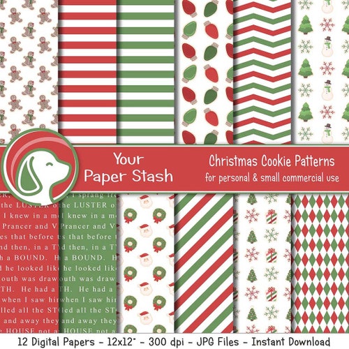 Christmas Cookie Digital Paper W/ Gingerbread Men Christmas | Etsy