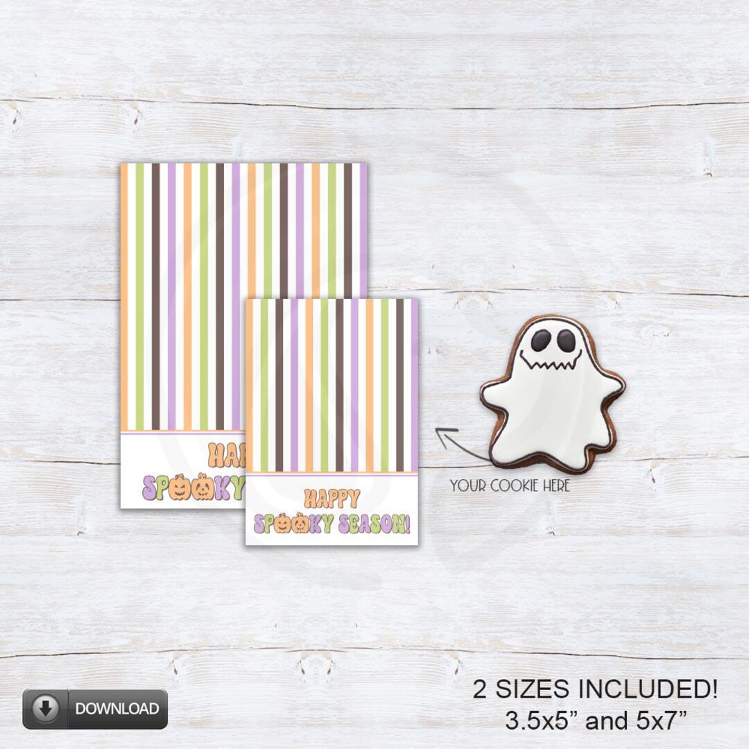 Printable Halloween Cookie Card Backers, Happy Spooky Season Note Cards ...