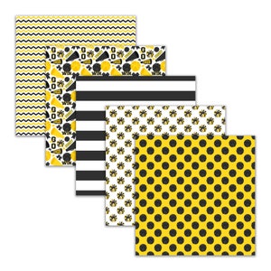Seamless Cheerleader Digital Scrapbook Papers, Black Yellow Pompom ...
