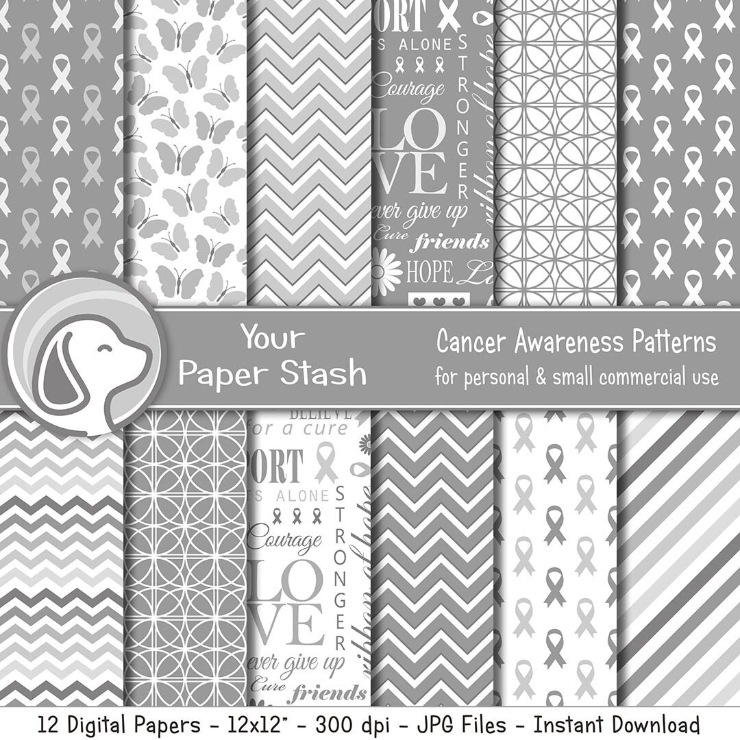 Gray Brain Cancer Awareness Digital Papers, Cancer Awareness ...