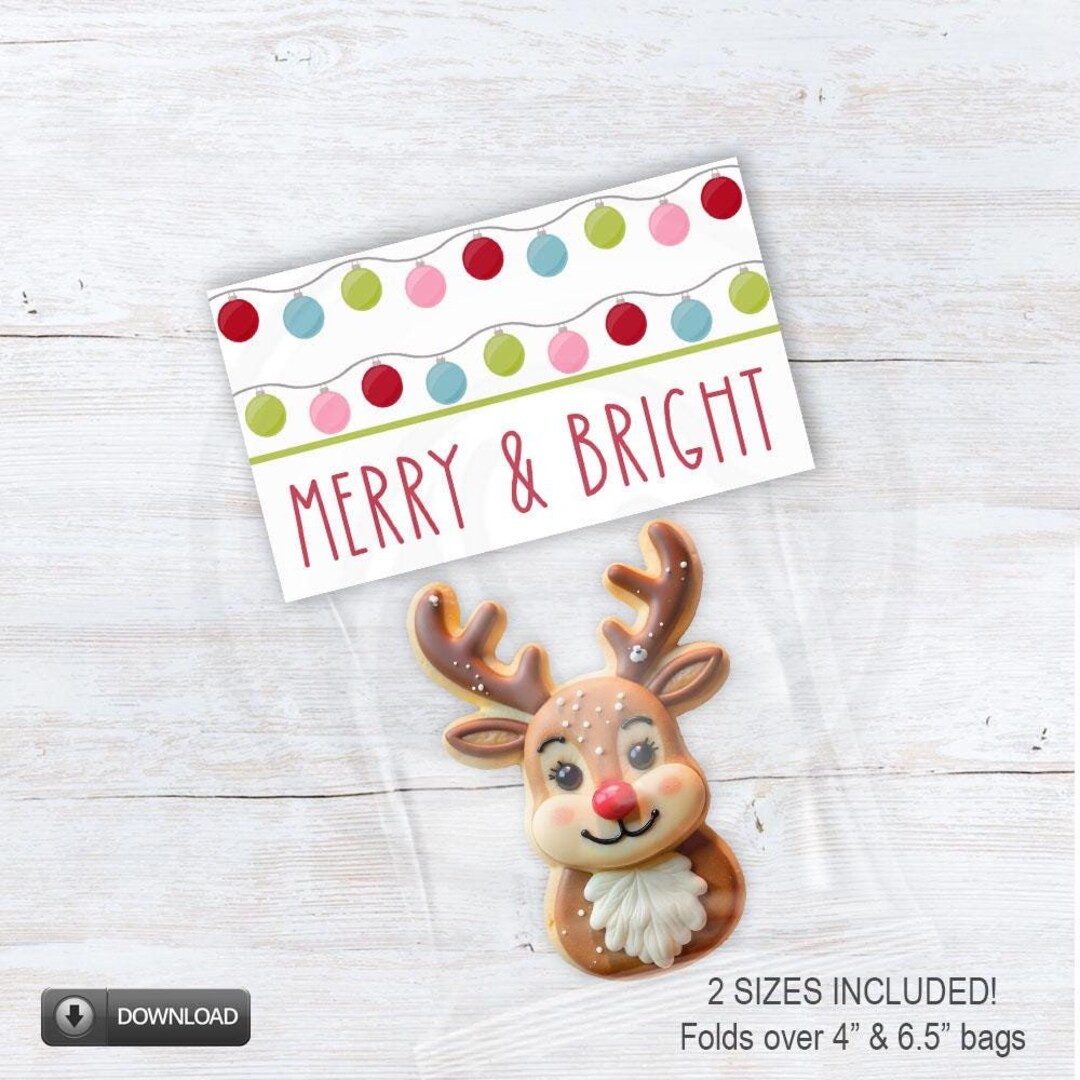 Christmas Merry and Bright Printable Bag Toppers, Holiday Christmas ...