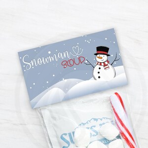Frosty Snowman Soup Hot Chocolate Treat Bag Toppers, Kid's Christmas ...