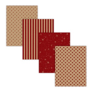 Printable Red Christmas Kraft Digital Scrapbook Paper Backgrounds ...